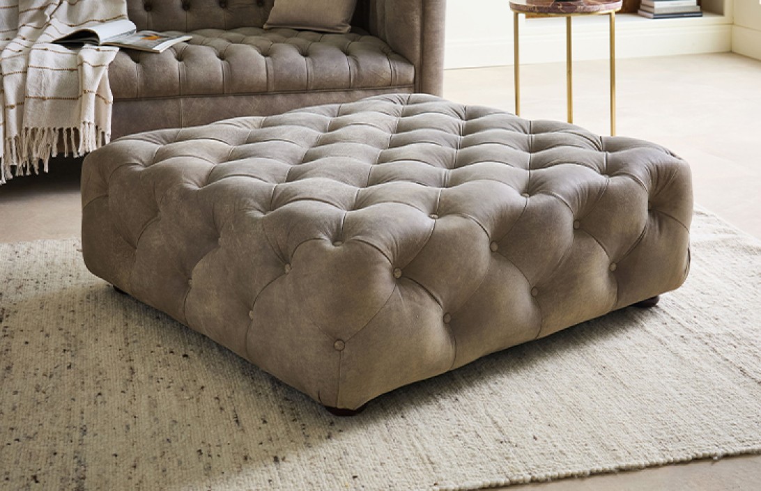 Lyme Deep Buttoned Footstool | The Chesterfield Company