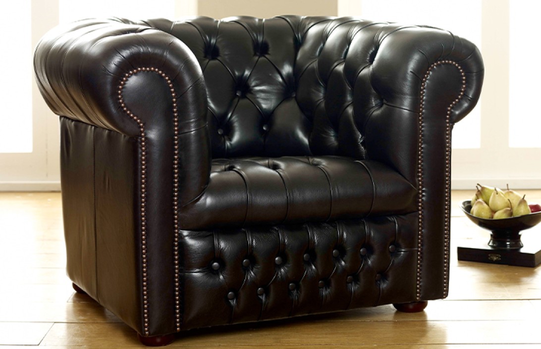 Ludlow Black Leather Chesterfield Armchair | The Chesterfield Company