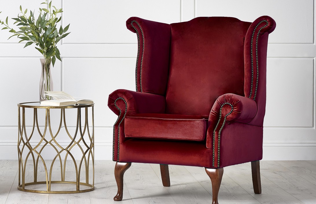 Fabric Scroll Wing Chair | Elizabeth Fabric Chair | The Chesterfield ...