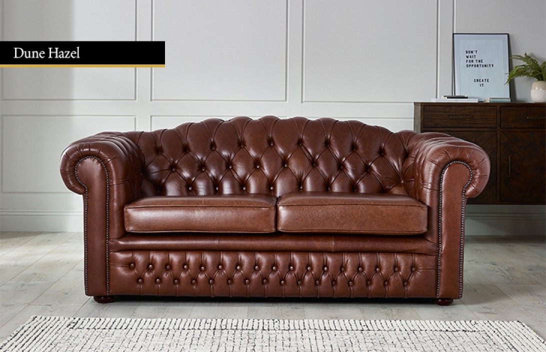 Oxley Brown Leather Chesterfield Sofa | Classic British Leather Sofas